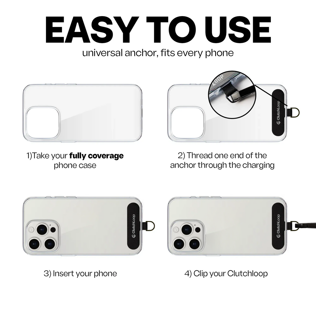 Phone Tether Anchor - Universal 3M Anchors for ClutchLoop