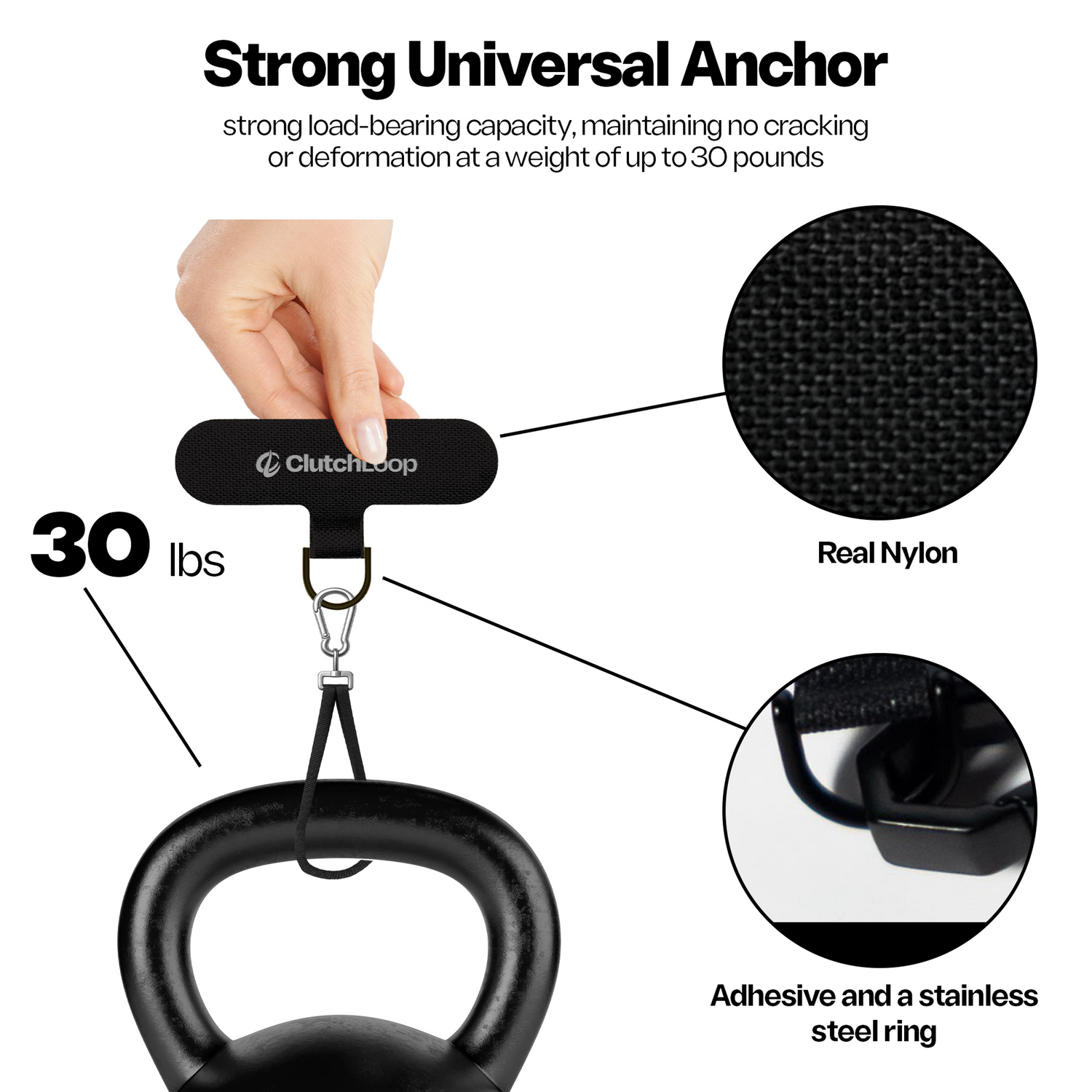 Phone Tether Anchor - Universal 3M Anchors for ClutchLoop